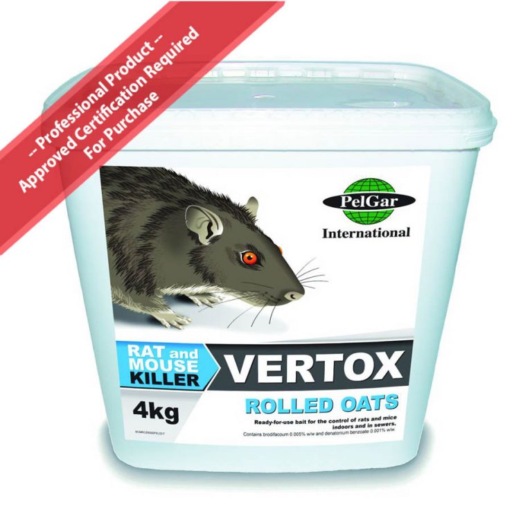 Vertox Rolled Oats Rat Poison 4KG Re-Sealable Tub